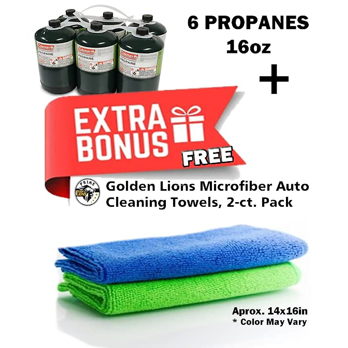Propane Tank 6 Pack Fuel Cylinders 16oz | with Golden Lion Bonus