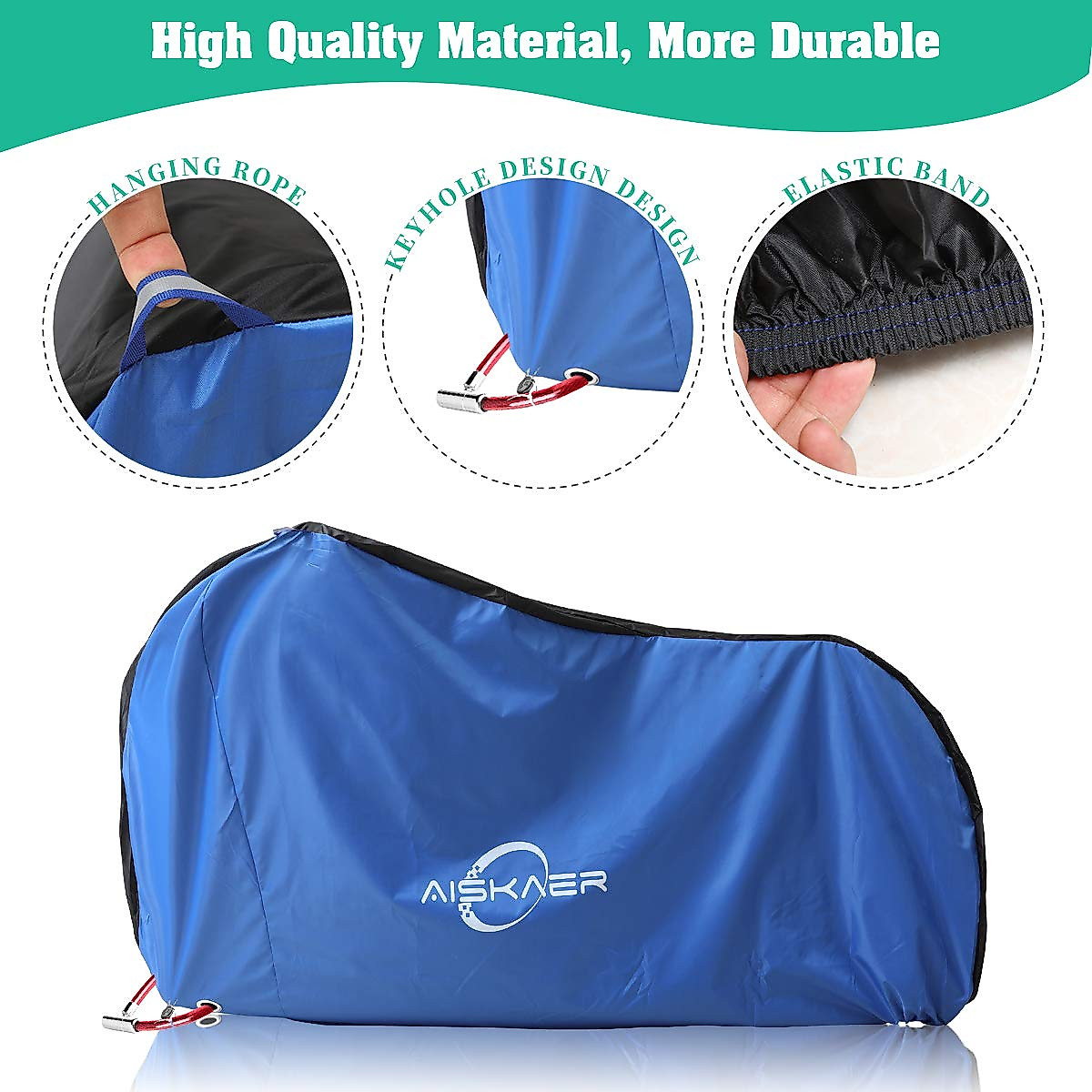 Aiskaer Bike Cover for 2 or 3 Bikes Outdoor Waterproof Bicycle Storage with Lock Hole for Mountain Road Electric Bike Heavy Duty Bikes,Bike Tarp Heavy Duty Ripstop Material 210D