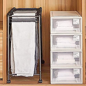 JINCAN Closet Pants Hangers for Women/Men, Home Metal Rolling Trouser Trolley with 10 Hangers, Fall Winter Use, Space Saving