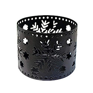 qiguch66 Metal Iron Hollow Candle Holder,Round Xmas Pattern Hollow Candle Holder for FestiveThansgiving Christmas Home Party Ornament Table Decor Black Small Deer#
