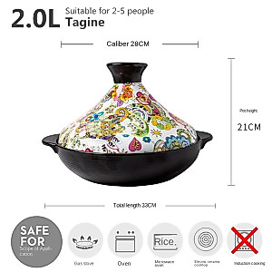 Xgxoz Tagine Pot Ceramic Non Stick Tagine with Lids for Cooking Slow Casserole Dishes Pan Electromagnetic Cooker Tajine Pot
