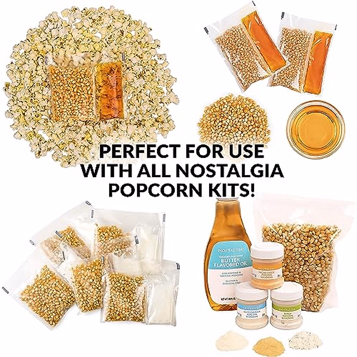 Nostalgia Popcorn Maker, 2.5 Oz Kettle Makes 10 Cups, Retro Classic Popcorn Machine with Interior Light, Measuring Spoons and Scoop, White and Red