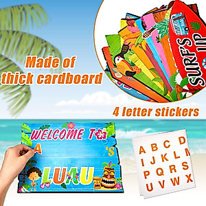 Jetec 20 Pieces Luau Party Welcome Sign, Tropical Hawaiian Summer Themed Decorations Sign Front Door with 4 Sheet Stickers