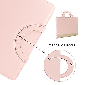 GraduatePro Portfolio Binder Leather Zippered Padfolio Folder Business Case Organizer Bag for Pad Notebook Resume with Clipboard for Women Graduation Gift, Pink