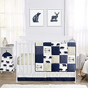Navy Blue and White Baby Kid Clothes Laundry Hamper for Big Bear Collection by Sweet Jojo Designs