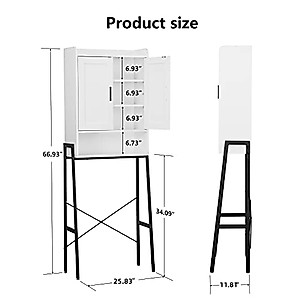 apexnova Over The Toilet Storage Cabinet, Wooden Space-Saving Bathroom Organizer Shelf Over Toilet Storage Rack with Double Door and Adjustable Feet