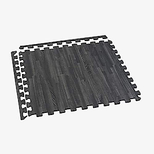 Forest Floor 3/8 Inch Thick Printed Foam Tiles, Premium Wood Grain Interlocking Foam Floor Mats, Anti-Fatigue Flooring – Stylish Flooring Solution, Carbon, 100 Sq Ft