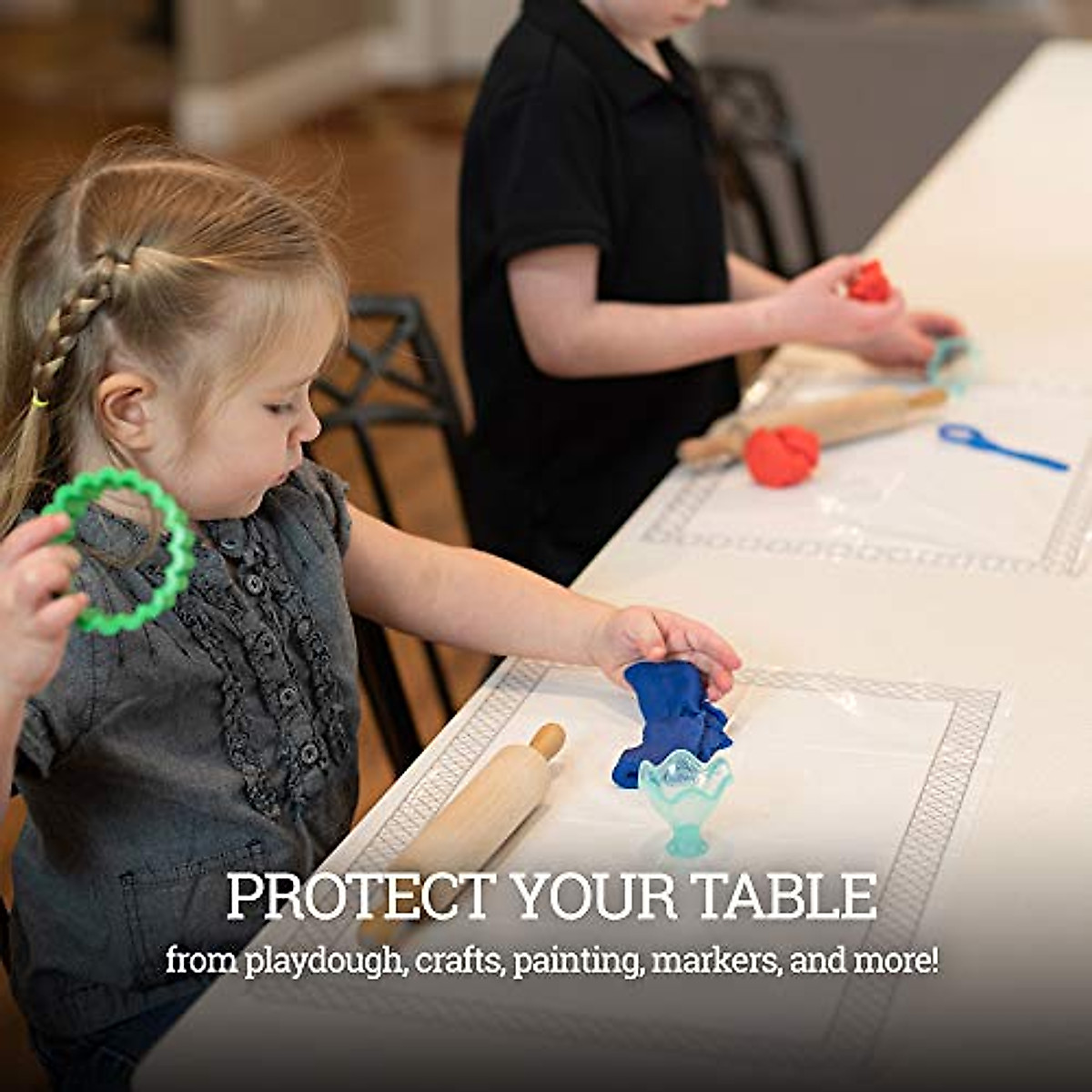 HomeWorthy White Disposable Placemats for Baby, Kids, Toddler, Children, Adults - Neat and Sticky Plastic Placemat Table Topper Solutions for Restaurant, Schools, Crafts, or Travel Mats - 40 Pack
