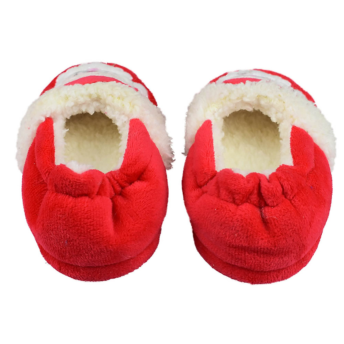 Unisex Child/Little Kids Plush Cotten Slippers Rubber Hard Sole Size 12-13 Santa Claus Red