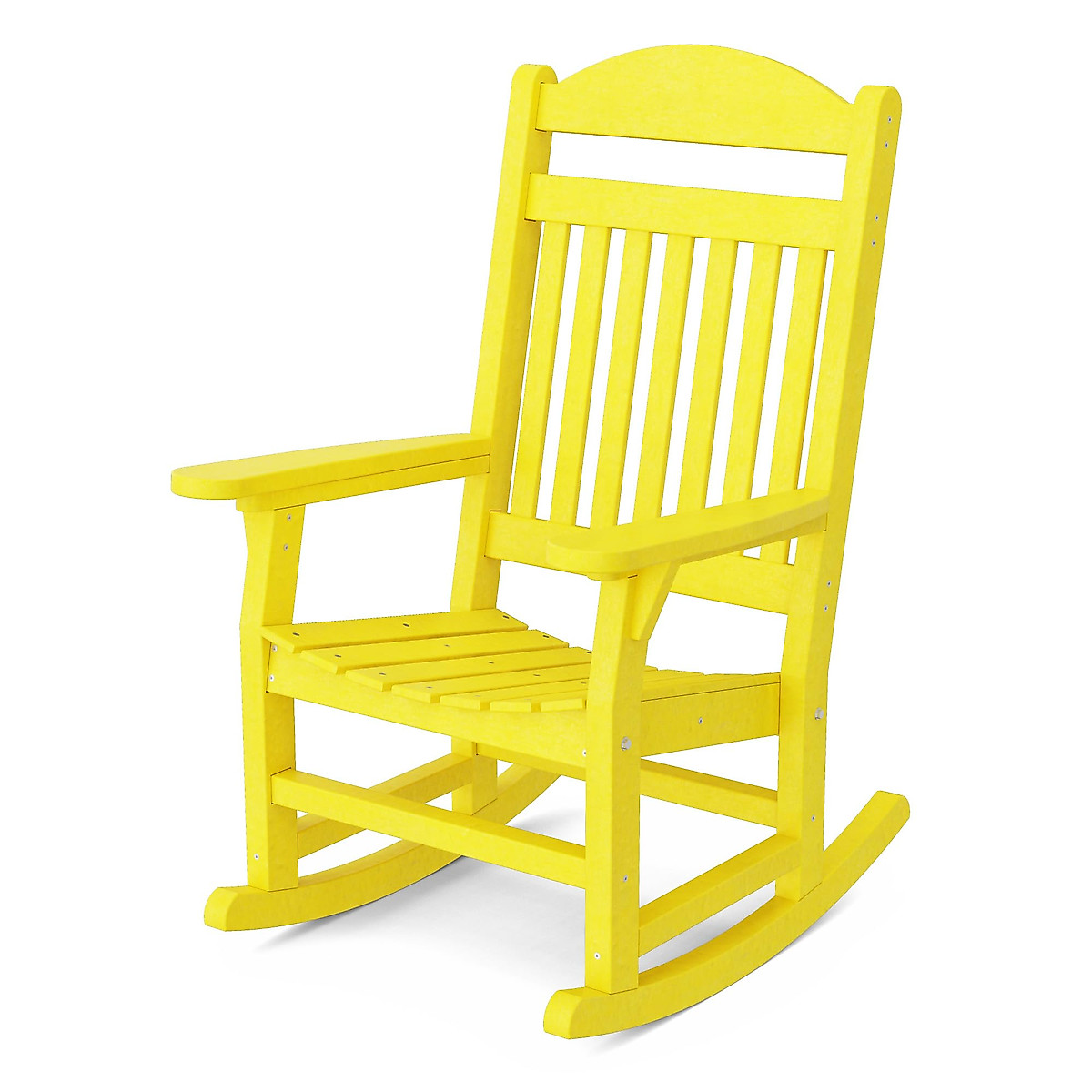 Wildridge Heritage Traditional Rocking Chair, Lemon Yellow - Outdoor Weather Resistant HDPE Rocking Chair for Patio, Deck, Fire Pit