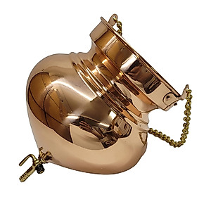 Pure Copper Shirodhara Pot Ayurvedic Equipment with Control Valve and Brass Chain for Panchkarma Abhyanga Sodhana Ayurveda Massage Basti Nasya (Extra Large Shirodhara)