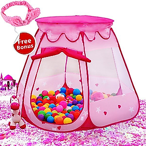 Pink Princess Tent Toys for 1 Year Old Girl Gifts Ball Pit for 1st Birthday Girl Gift Toddler Girl Easy Pop Up&Fold Up Indoor & Outdoor Use(Balls Not Included)