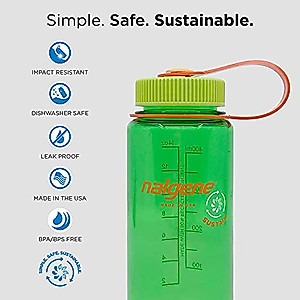 Nalgene Sustain Tritan BPA-Free Water Bottle Made with Material Derived From 50% Plastic Waste, 16 OZ, Wide Mouth, Cerulean Sustain