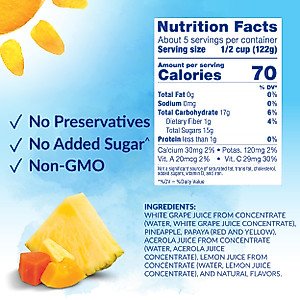 Dole Fruit Jars, Tropical Fruit in 100% Fruit Juice, Pineapple & Papaya, Gluten Free, Pantry Staples, 23.5 Oz Resealable Jars, 8 Count
