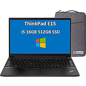 Latest Lenovo ThinkPad E15 15.6" FHD Full HD (1920x1080) Business Laptop (Intel 10th Quad Core i5-10210U, 16GB DDR4 RAM, 512GB PCIe SSD) Type-C, HDMI, Windows 10 Pro + 500GB HDD