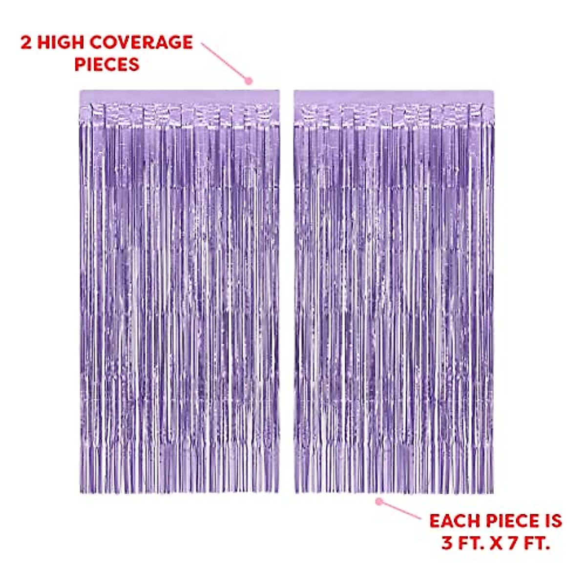 xo, Fetti Party Decorations Matte Purple Fringe Foil Curtain - Set of 2 | Bachelorette Bridal Shower Backdrop, Wedding, Birthday Photo Booth