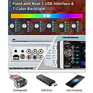 Single Din Car Stereo Support Apple Carplay Android Auto, Podofo 5.1'' IPS Touchscreen Car Radio Video Music Player Bluetooth Audio AUX/USB/FM Voice Assistant Steering Wheel Control Backup Camera