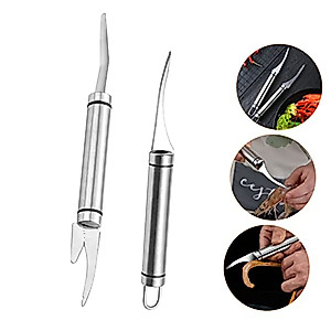 BESTonZON 4 Pcs Stainless Steel Shrimp Wire Knife Oyster Opener Household Gadgets Fishing Accessories Prawn Peelers Seafood Shrimp Cleaner Shrimp Fork Picks Shrimp Tool Fish Tool Fish Scaler