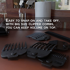 Caliber Magnetic Cutting Guards Set - Professional Hair Cut Clippers Tool - 5 Piece Universal Grooming Guards Replacement - Black Attachment Guide Comb for Precise Hair Cutting and Trim Length