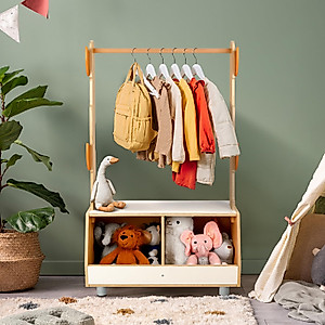 OOOK Tree Kids Dress Up Rack, Dress Up Storage for Toddlers, Kids' Costume Organizer Center with Storage Cabinet, Suitable for Kids Room, Living Room, Playroom and Daycare Centers.