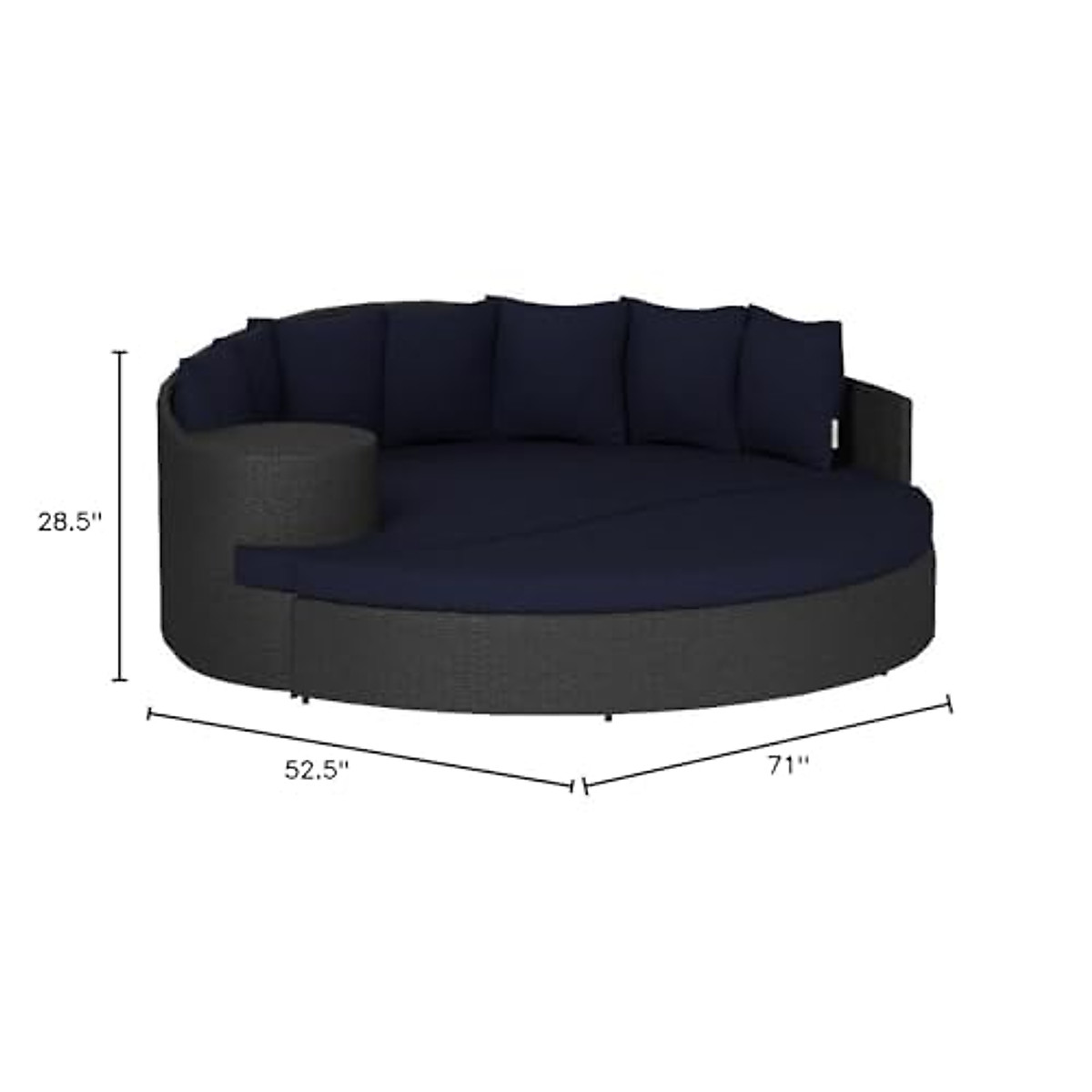 Modway Sojourn Wicker Rattan Outdoor Patio Sunbrella Fabric Daybed in Canvas Navy