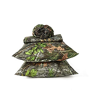 VISI-ONE Microfiber Obsession NWTF 4 PC Camo Bedding Set - Lightweight Camouflage Sheets with Pillow Cases – Rustic & Hunting Bed Sheet Set with Deep Pocket Fitted Sheet - Full