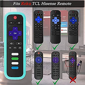 2Pack Remote Case for Roku Express 4K+ 2021 - Taiyiluo Silicone Universal Protective Controller Sleeve Compatible with TCL Roku | Hisense Roku | Streaming Stick+ with Lanyards(Glow Purple & Sky Blue)