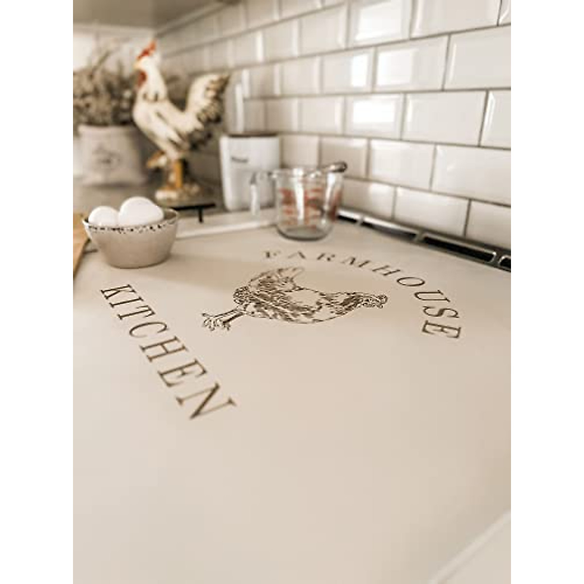 Josephine Thomas Home Noodle Board Distressed Ivory Farmhouse Kitchen - Stove Cover
