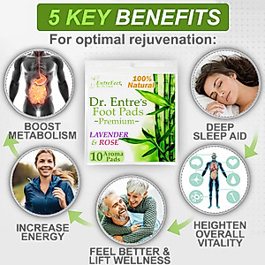 Dr. Entre's Foot Pads: Premium Foot Pads to Feel Better, Sleep Better & Relieve Stress | Effective Organic Lavender & Rose Foot Patches | 10 Pack