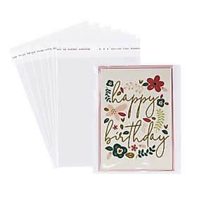 Miraclekoo 200Pcs 4-5/8 x 5-3/4 Inch Resealable Cello Cellophane Bags,Thick Greeting Card Clear Plastic Sleeves - Fit A2 Card Envelope Photos Cookie Candy