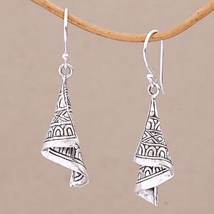 NOVICA .925 Sterling Silver Dangle Earrings 'Shining Songket'
