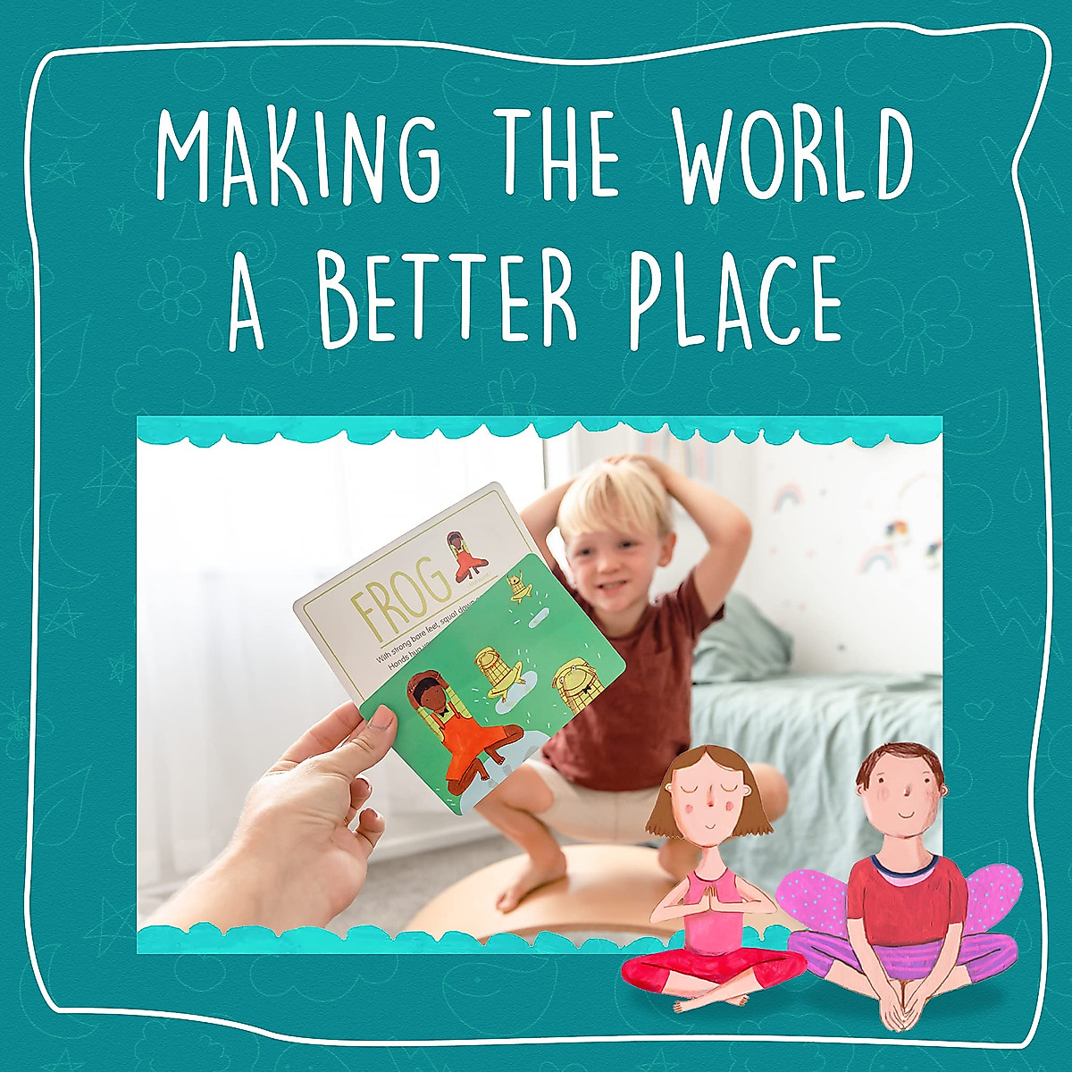 YOGi FUN Kids Yoga Cards Kit with Illustrations, Rhyming Poems, Birthday Activity and 2 DIY Dice