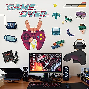 DEKOSH Gaming Room Decor Full Set for Boys | Gamer Wall Art Bundle with 35 Gaming Decorative Stickers for Boys Bedroom Decor