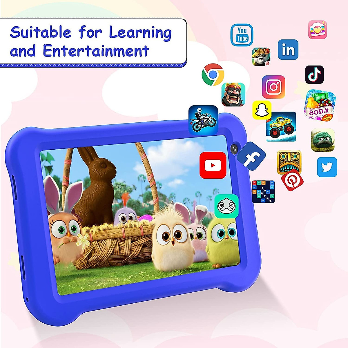 Kids Tablet, 7 Inch Android 11 Tablet for Kids, 32GB ROM 3GB RAM IPS Display Parental Control Toddler Children Tablet with Kids-Proof Case, Dark Blue
