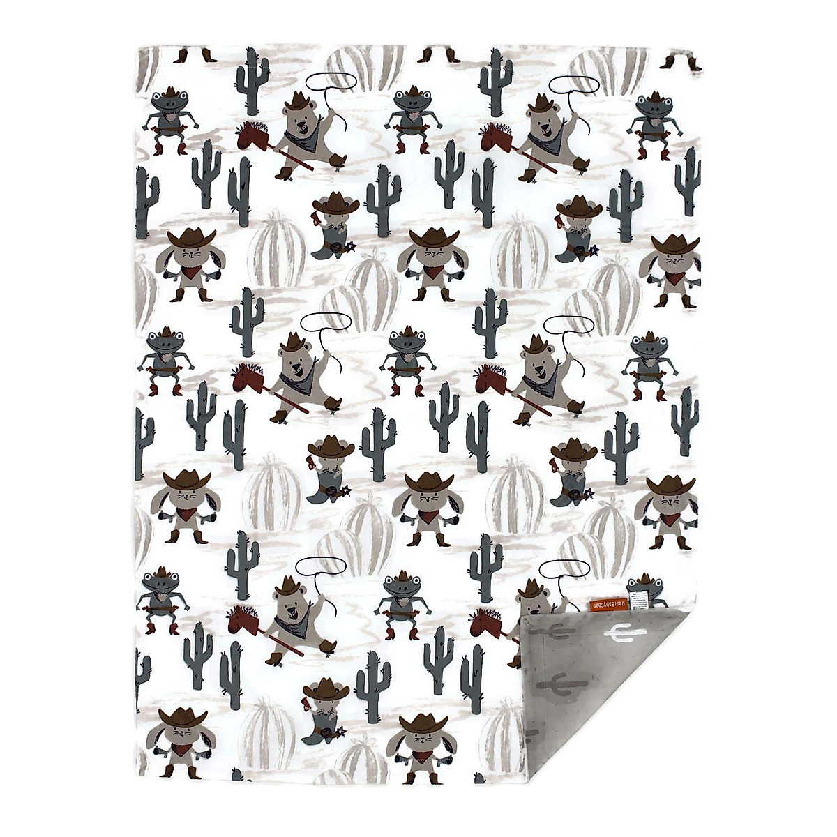 Dear Baby Gear Deluxe Double Layer Baby Blanket - Gender Neutral Infant Blankets for Girls & Boys - Nursery Quilt for Newborn - Cute Infant Blanket Gifts - Wild West Cactus in Gray Cactus, 40" x 30"