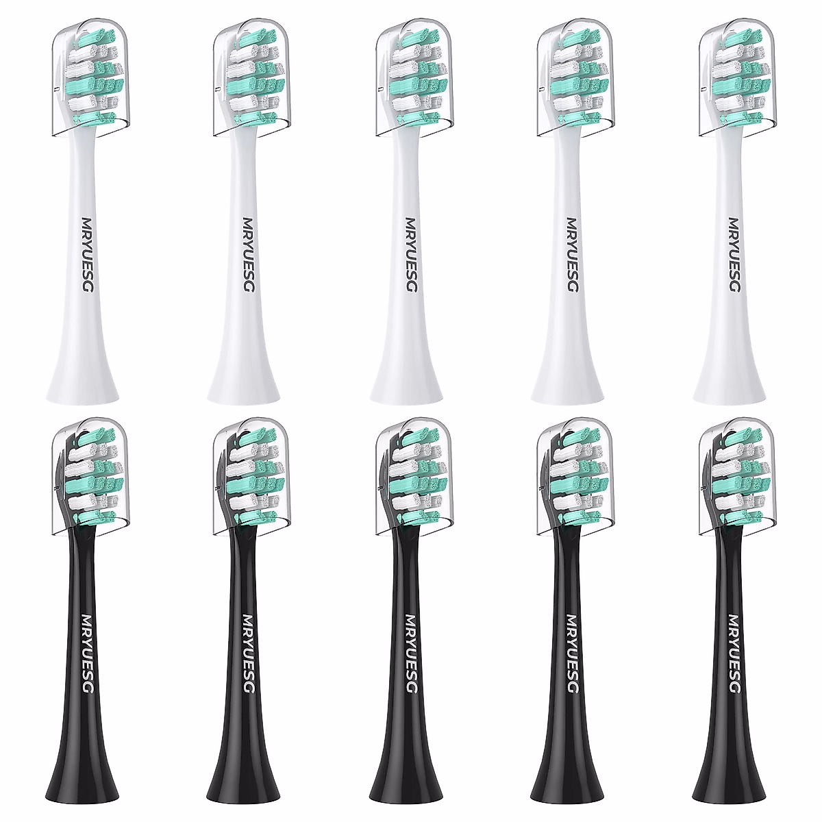 MRYUESG Replacement Heads Compatible with Philips Sonicare 10 Pack, 5 White + 5 Black, MRYUESG Electric Tooth-Brush Head for Phillips