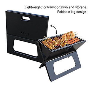 Charcoal Grills, Portable Metal Barbecue Grill, Small BBQ Grill for Adult, Folding Tabletop Grill for Outdoor Cooking Camping Beach Traveling Picnic Backyard, Black