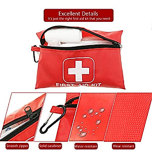 Small First Aid Kit - 105 Pieces Emergency Survival Supplies Aid Kits for Car, Home, School, Office, Sports, Traveling, Hiking, Camping, Exploring, Hunting