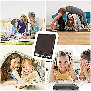 CD Player Portable,Portable CD Player with Built-in Speakers,Rechargeable CD Player for Car with FM Transmitter,Walkman CD Player with Dual Headphones Jack for Kids Elderly,Anti- Shock Protection