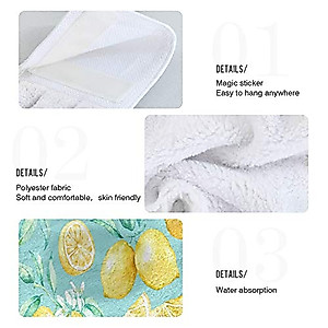 Lemon Hanging Kitchen Towel Leaves Bath Hand Tie Towels Set 2 Pcs Tea Bar Towel Dish Cloths Dry Towels Soft Absorbent Durable for Bathroom Laundry Room Decor