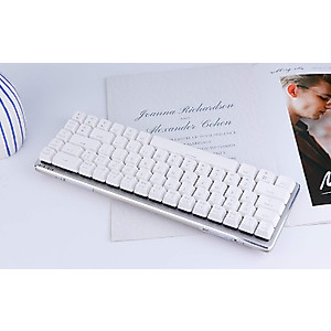 EPOMAKER AJAZZ ZINC 68 Keys Bluetooth Wireless/Wired Gaming Mechanical Keyboard, with Aluminum Zinc Alloy Frame, White Backlight, 300 Hours Standby Time (Cherry Red Switch, White)