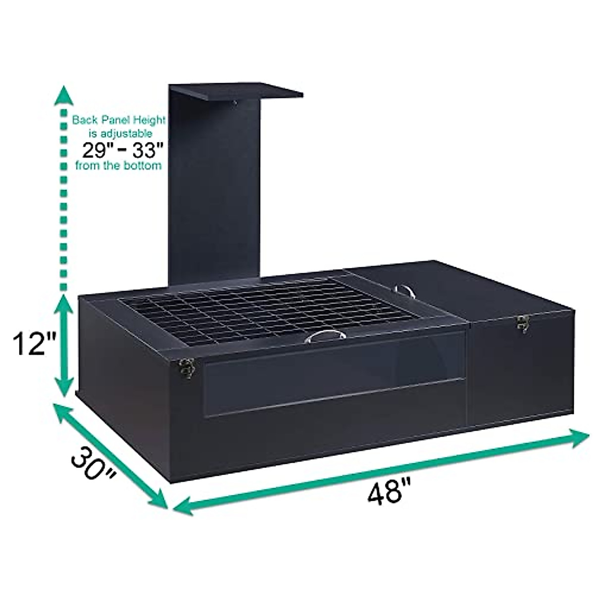 Penn-Plax Large (48" x 30") Tortoise Palace with Wire Top, Black Frame, Glass Terrarium, and Lamp Mount – Beautiful Turtle Cage Designed for The Modern Home with Room for Growth (REPTH1)