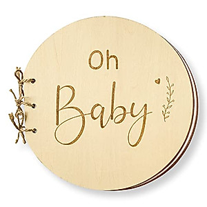 STOFINITY Baby Shower Guest Book Alternatives - Baby Shower Sign in Guest Book, Baby Shower Book Guest for Girl Boy, Oh Baby Guest Advice Book with Blank Pages, Wood Guestbook Keepsake Gift for Mom