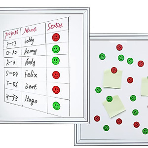KAARP Double Sided Smiley Face Magnets for Whiteboard, Red Magnets and Green Magnets in One (1 inch) (XL003)
