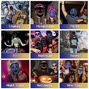 brookhaus Led Mask, Bluetooth App Controlled Halloween Masks, Luminous Mask for Adults, Light up Costumes Masks