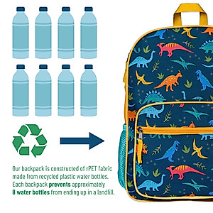 Wildkin Kids Eco Backpack for Boys & Girls, Perfect for Elementary Recycled Backpack, Features Padded Back & Adjustable Strap, Ideal for School & Travel Backpacks for Kids (Jurassic Dinosaurs)