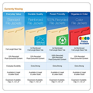 Office Depot Manila Single-Top File Jackets, 8 1/2in. x 14in., Legal Size, Box Of 100, ODB3015