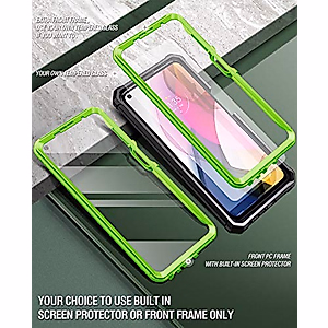 Poetic Guardian Series Case Designed for Motorola Moto G Stylus (2021), Full-Body Hybrid Shockproof Bumper Cover with Built-in-Screen Protector,Green/Clear