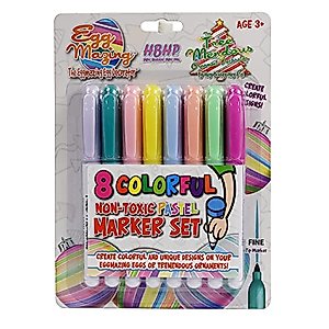 The Original EggMazing Easter Egg - Treemendous Christmas Tree Ornament Decorator - DinoMazing Dinosaur Egg Replacement 8 Colorful Non-Toxic Marker Set (Pastel) [Packaging May Vary]