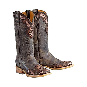 Tin Haul Women's Tribe Vibes Western Boot Broad Square Toe Brown 7 M US